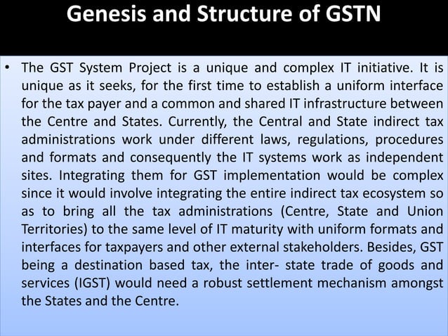 GOODS AND SERVICE TAX NETWORK (GSTN) | PPTX