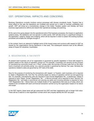GST - Operational Impacts, Concerns & Process Flow | PDF