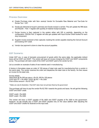 GST - Operational Impacts, Concerns & Process Flow | PDF