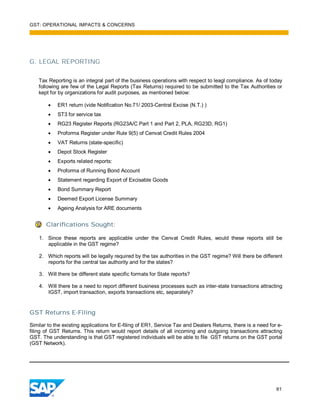 GST - Operational Impacts, Concerns & Process Flow | PDF