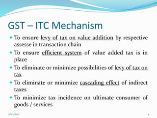 Gst input tax credit eligibility | PPTX