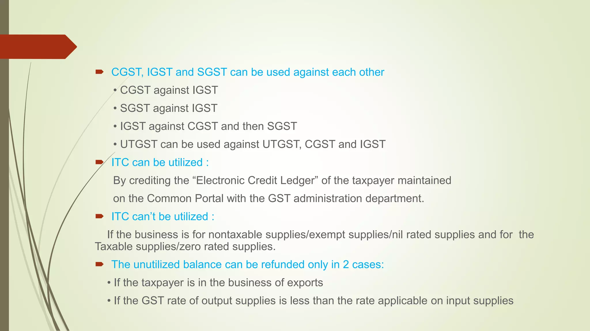 Gst input tax credit ppt | PPTX