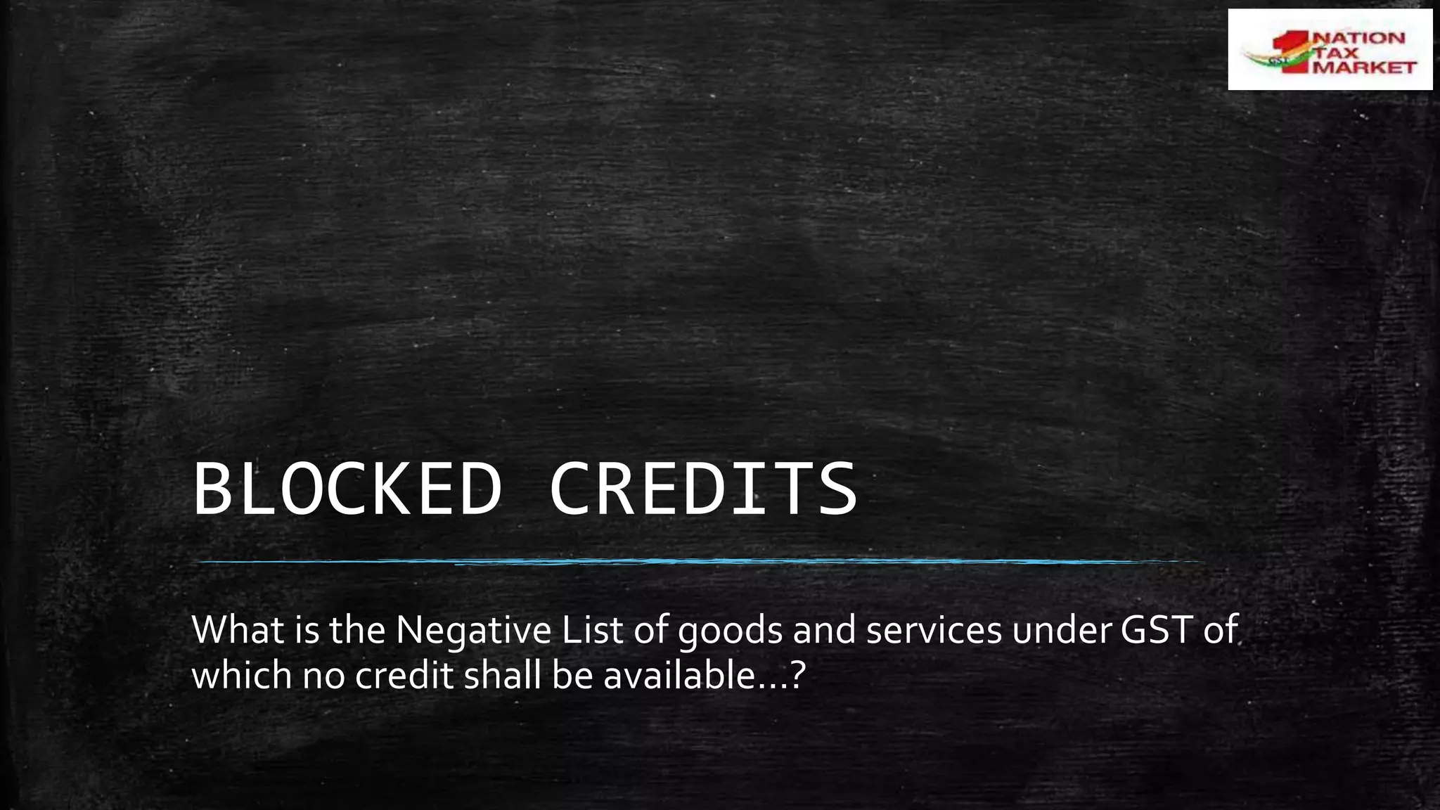 ITC under GST | PPTX