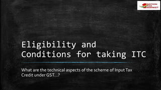 ITC under GST | PPTX