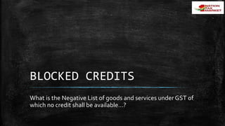 ITC under GST | PPTX