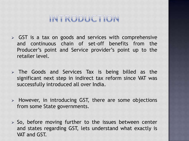 GST: Issues between Centre and states | PPTX | Personal Taxes ...