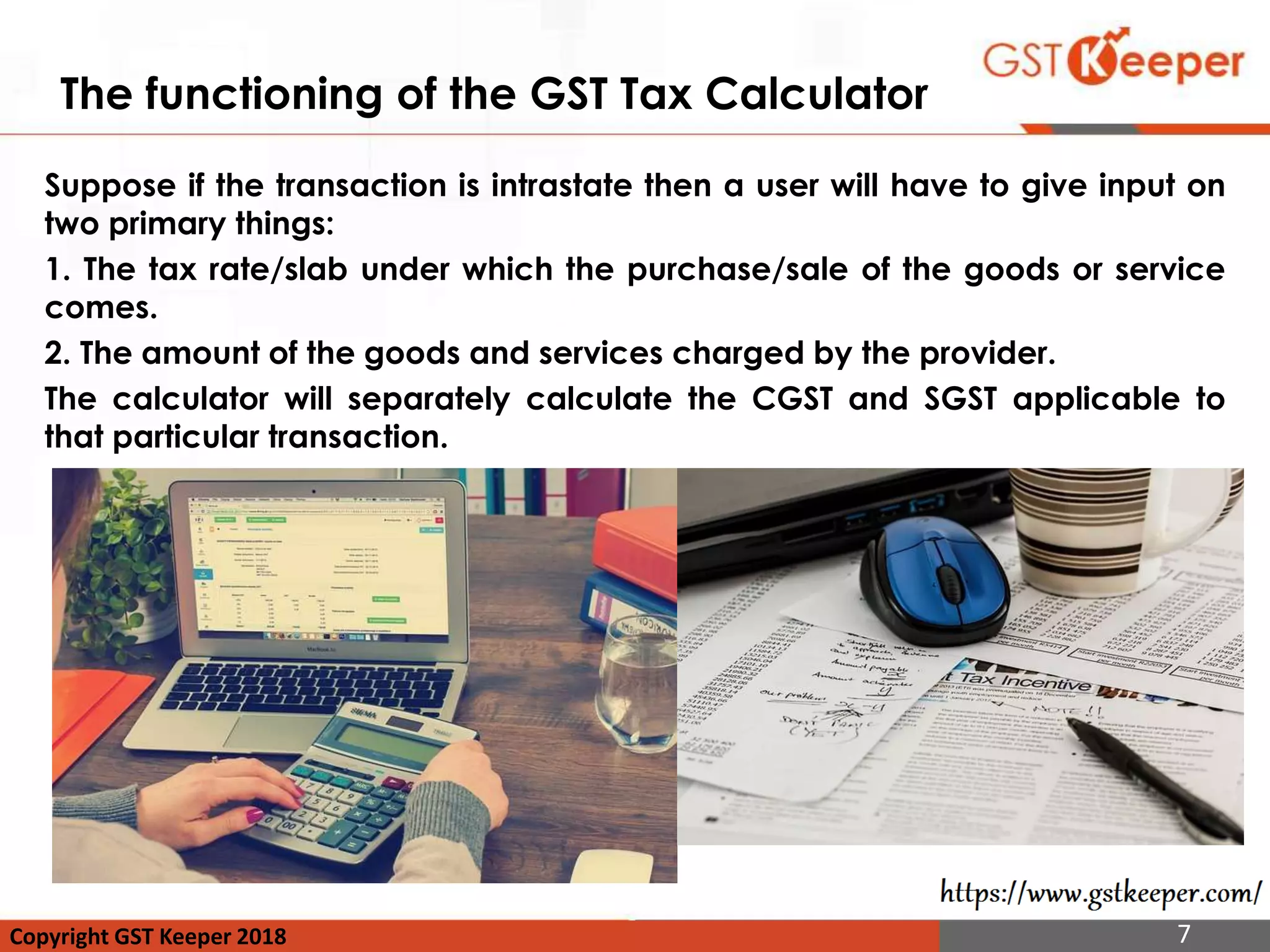 GST Tax Calculator: Interstate and Intrastate Transactions | PPTX