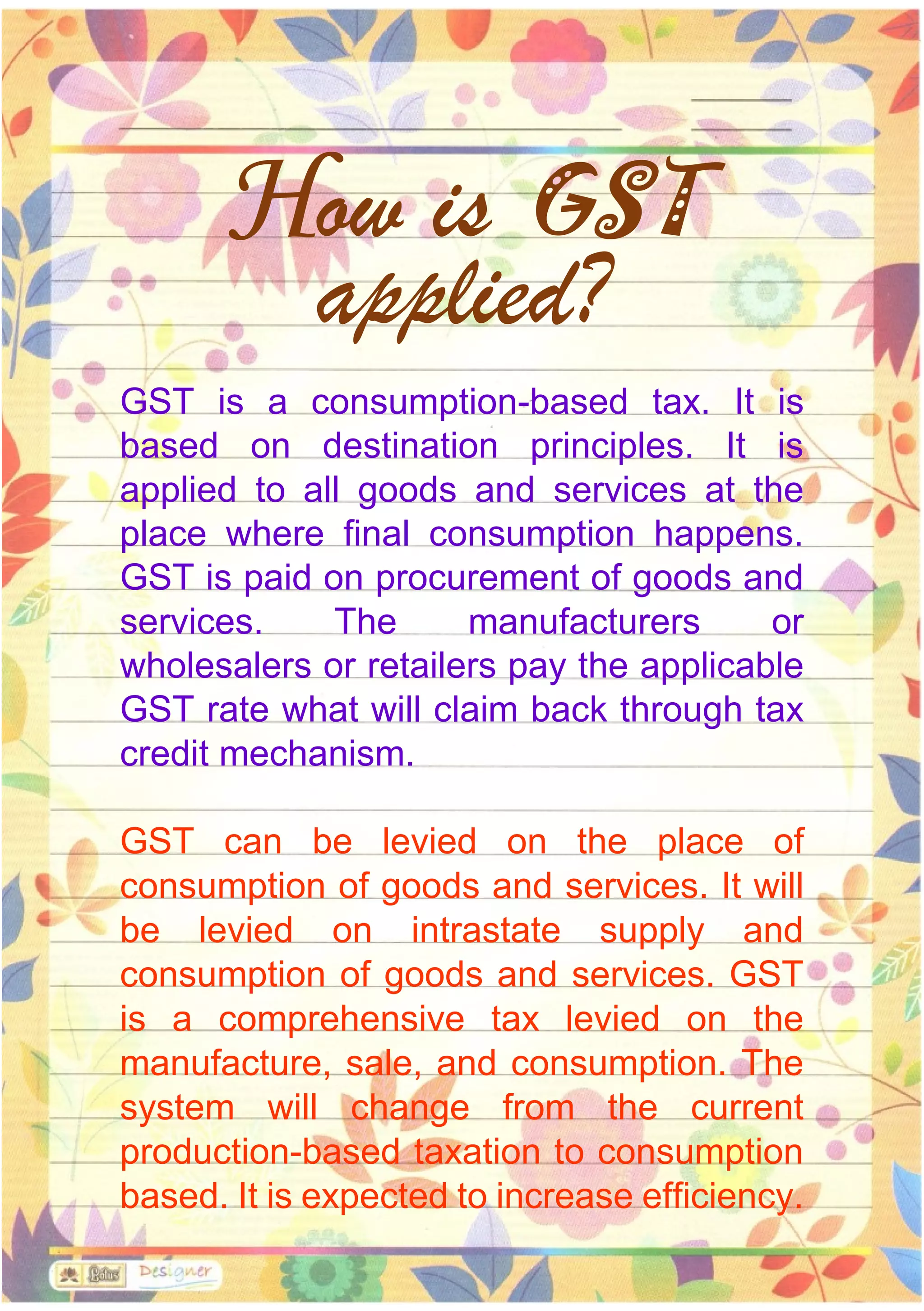 Economics Class 12 CBSE project on GST (Goods and Services Tax) | PDF