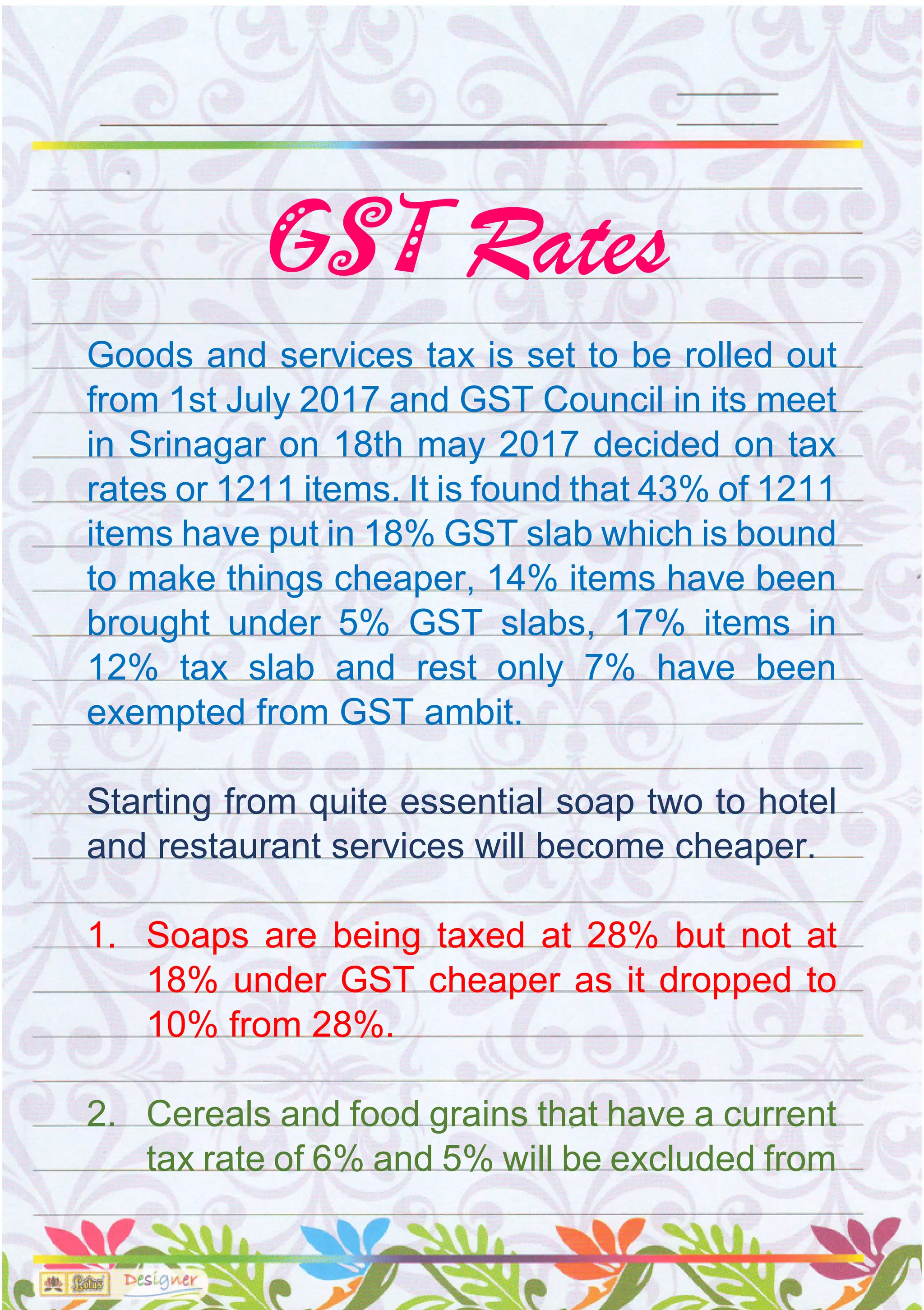 Economics Class 12 CBSE project on GST (Goods and Services Tax) | PDF