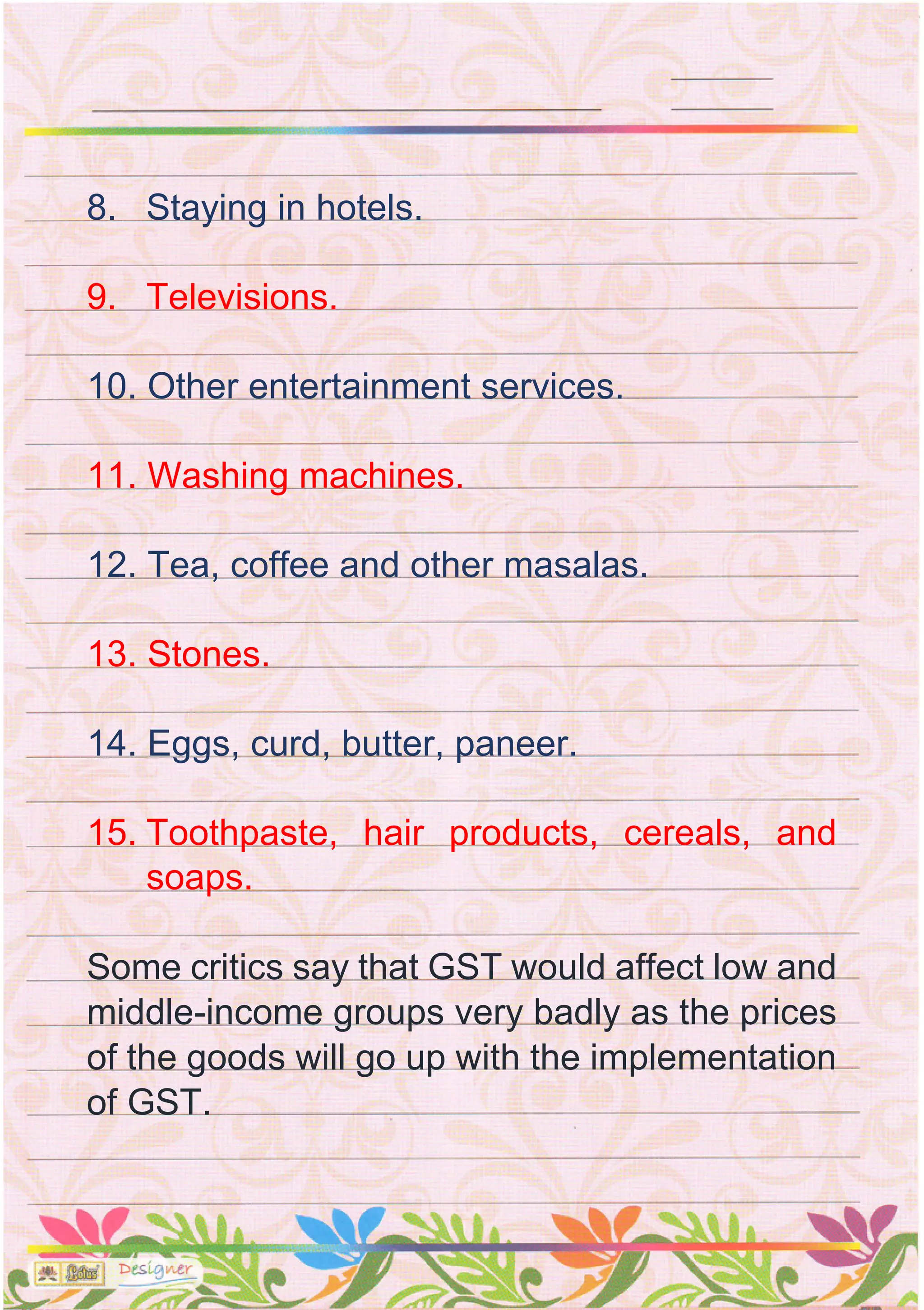 Economics Class 12 CBSE project on GST (Goods and Services Tax) | PDF