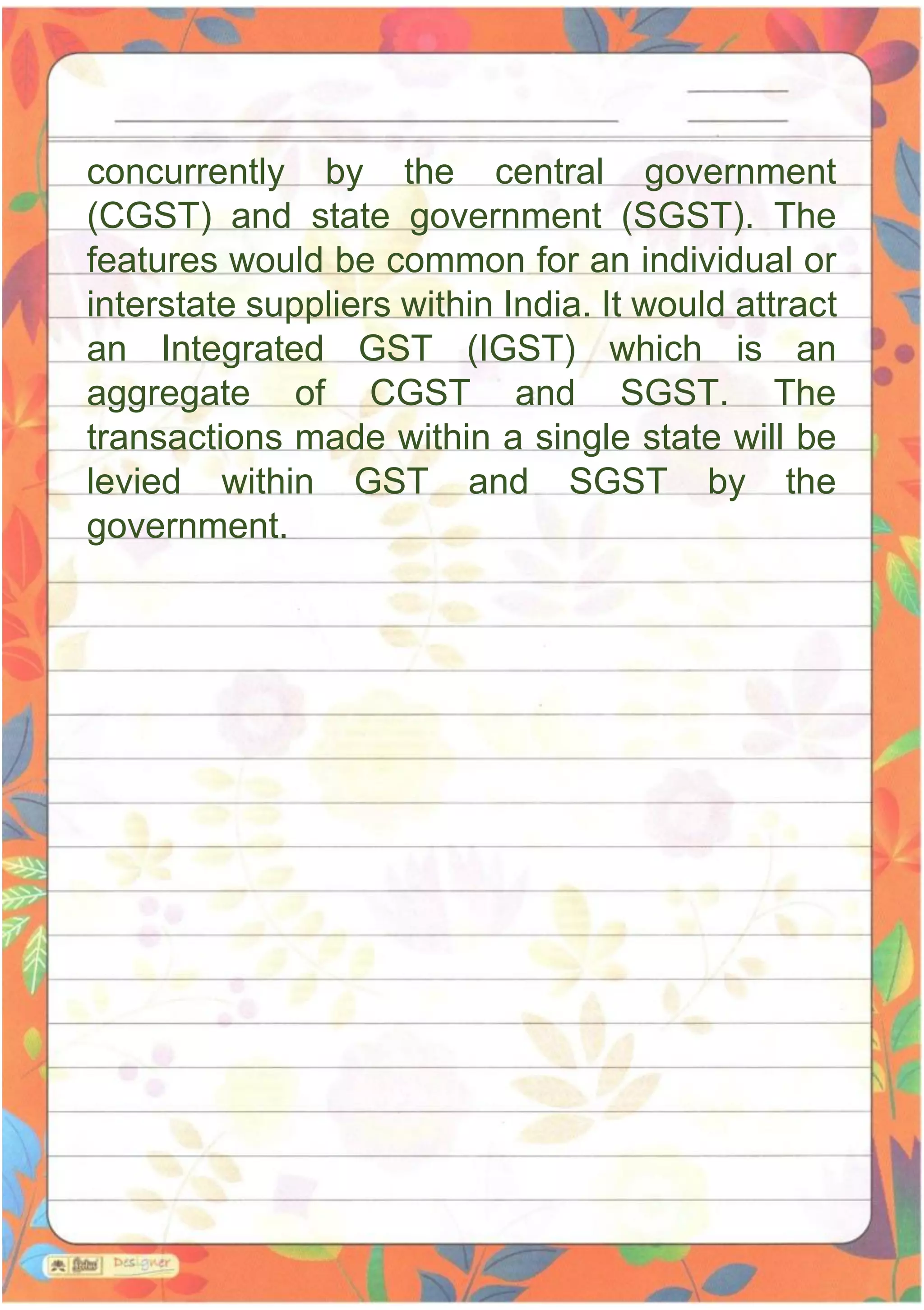 Economics Class 12 CBSE project on GST (Goods and Services Tax) | PDF