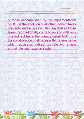 Economics Class 12 CBSE project on GST (Goods and Services Tax) | PDF