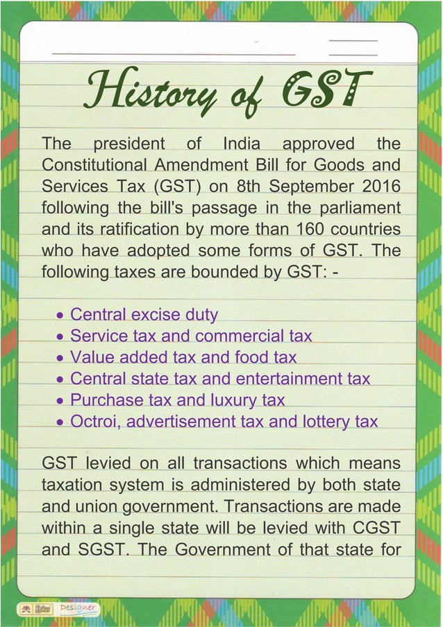 Economics Class 12 CBSE project on GST (Goods and Services Tax) | PDF ...