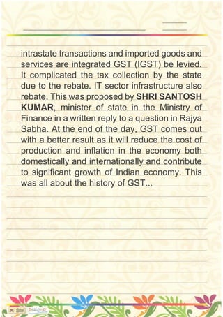 Economics Class 12 CBSE project on GST (Goods and Services Tax) | PDF