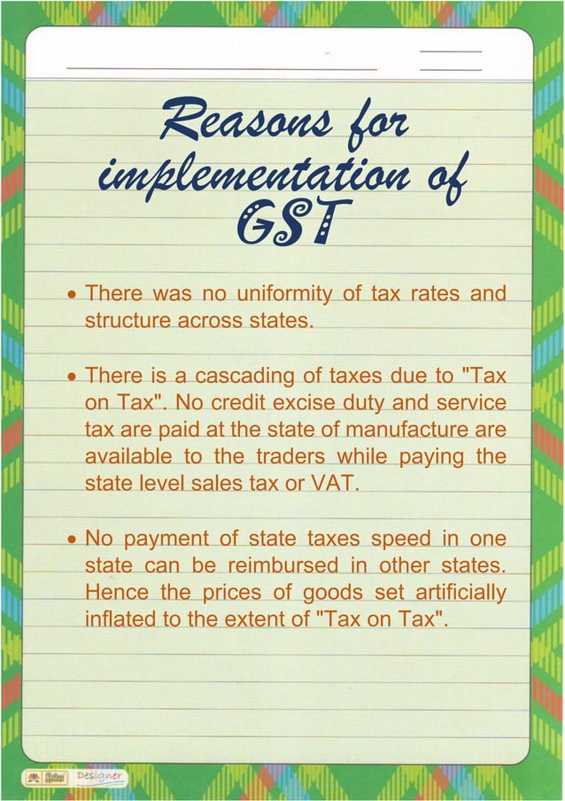 Economics Class 12 CBSE project on GST (Goods and Services Tax) | PDF ...