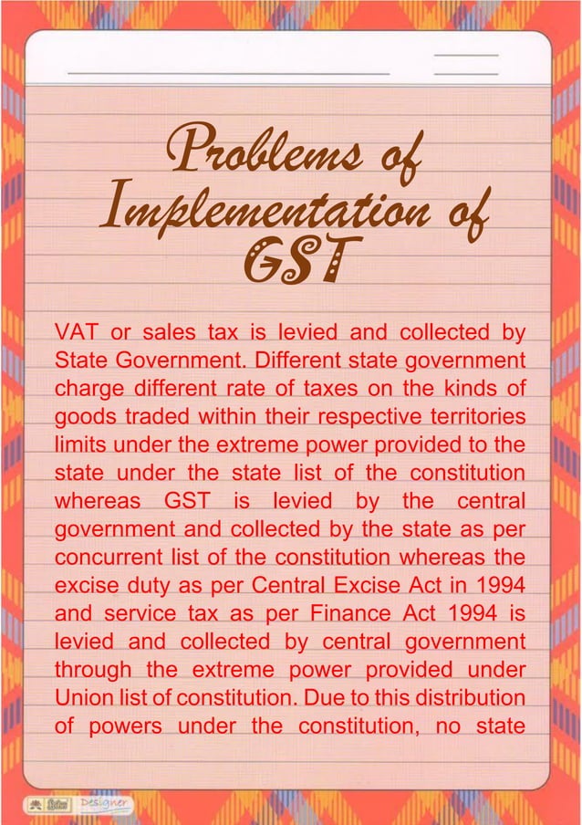 Economics Class 12 CBSE project on GST (Goods and Services Tax) | PDF ...