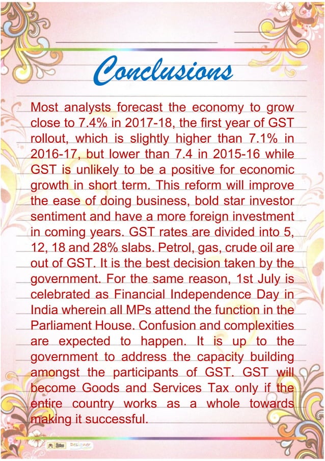 Economics Class 12 CBSE project on GST (Goods and Services Tax) | PDF ...