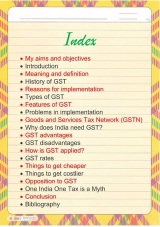 Economics Class 12 CBSE project on GST (Goods and Services Tax) | PDF