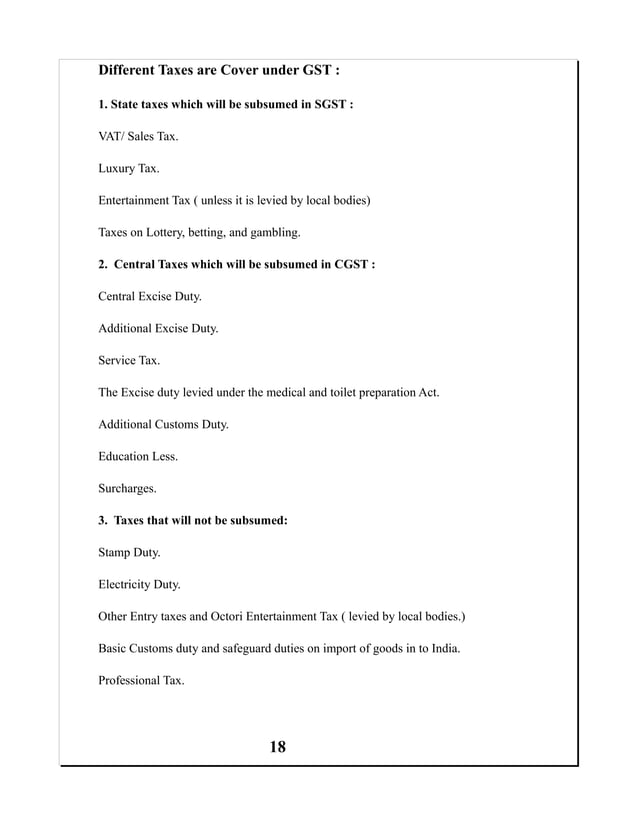 Project Report on GST 2018 | PDF