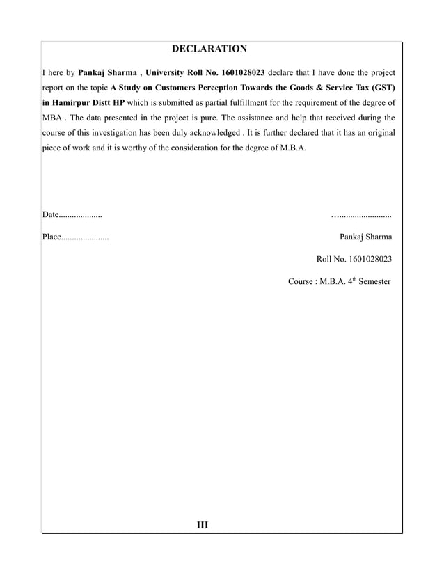 Project Report on GST 2018 | PDF