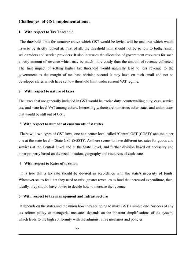 Project Report on GST 2018 | PDF