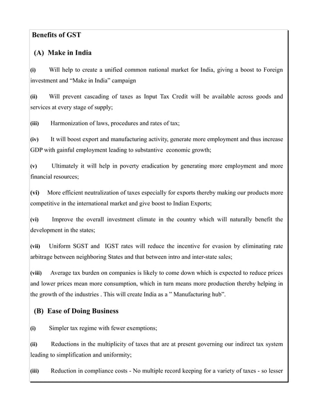 Project Report on GST 2018 | PDF