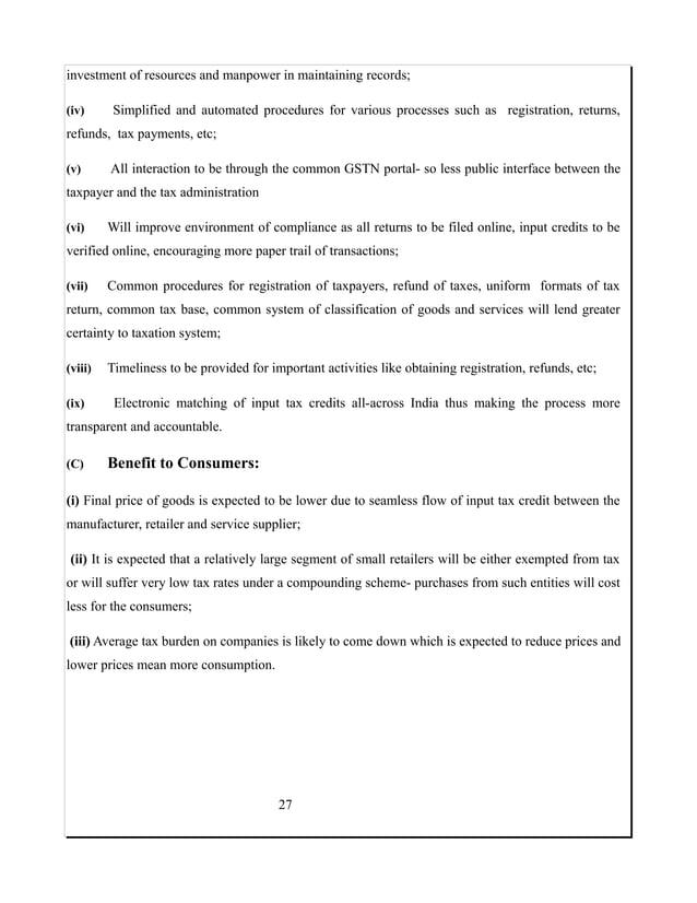Project Report on GST 2018 | PDF
