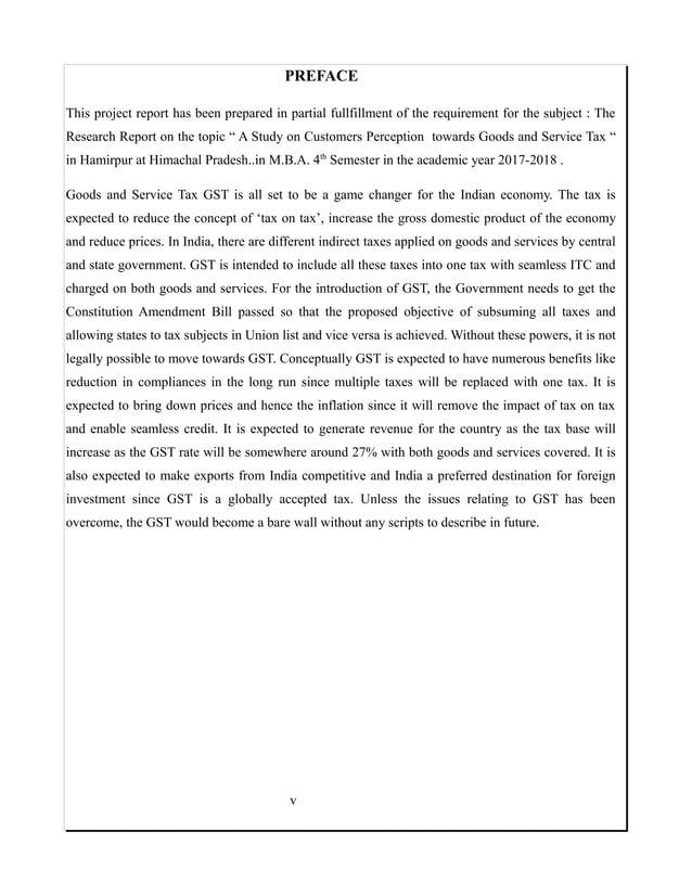 Project Report on GST 2018 | PDF