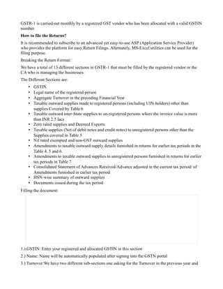 Gstr 1 return filing format simplified | PDF