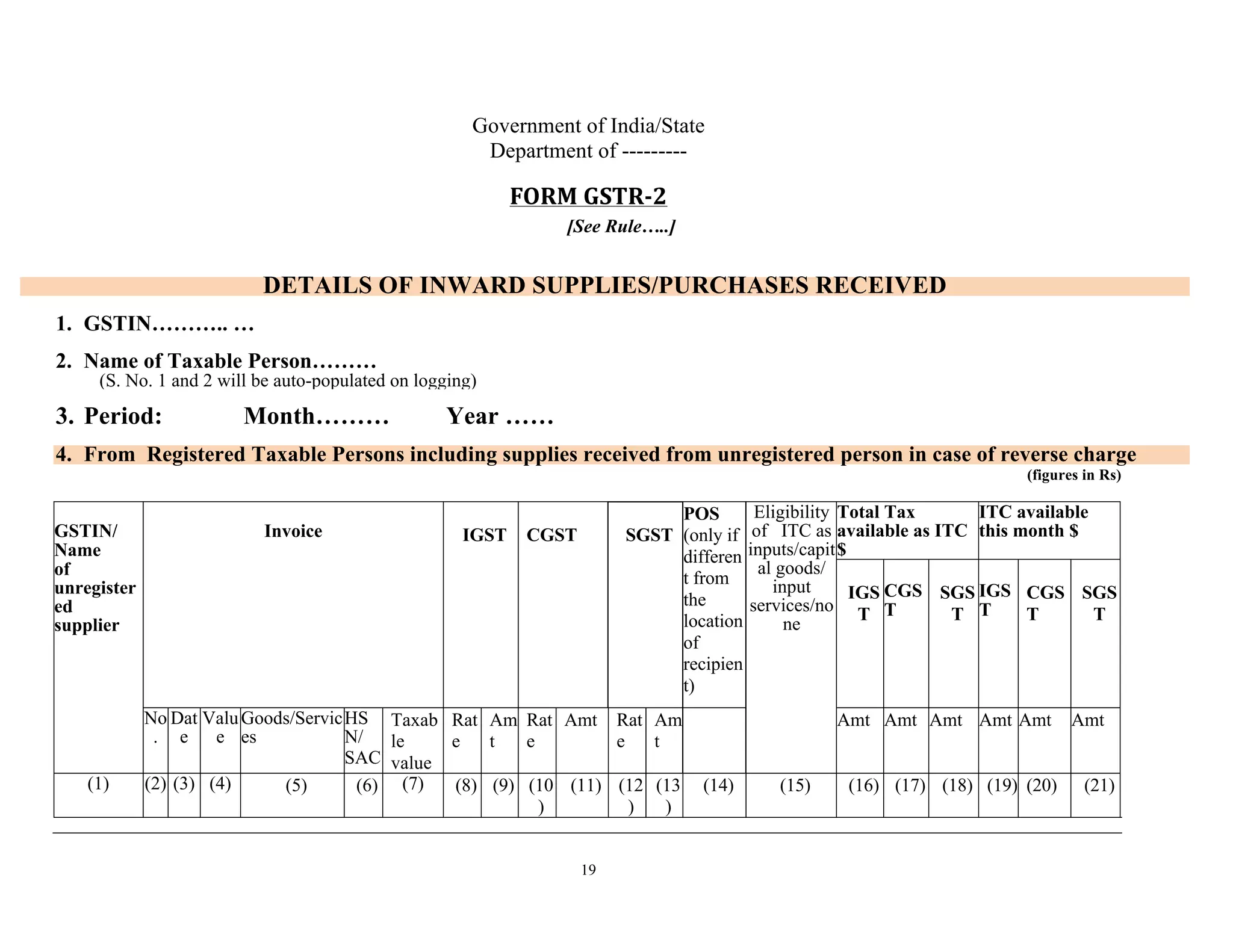 GSTR-2 Return Format | PPT