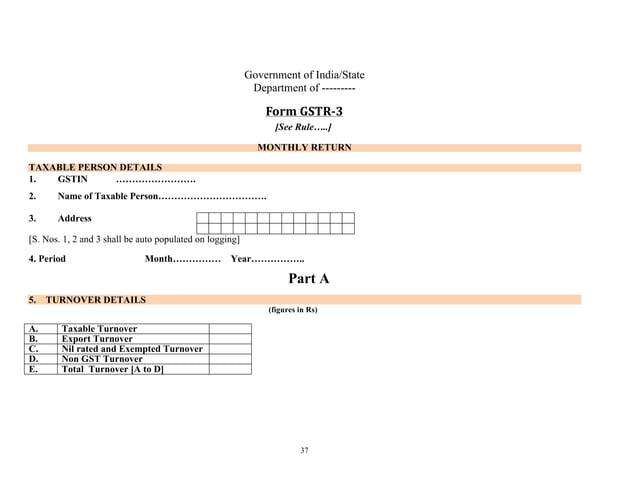 GSTR 3 Return Format | PDF