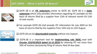 Brief presentation on GSTR -2B along with screenshots from the GST ...