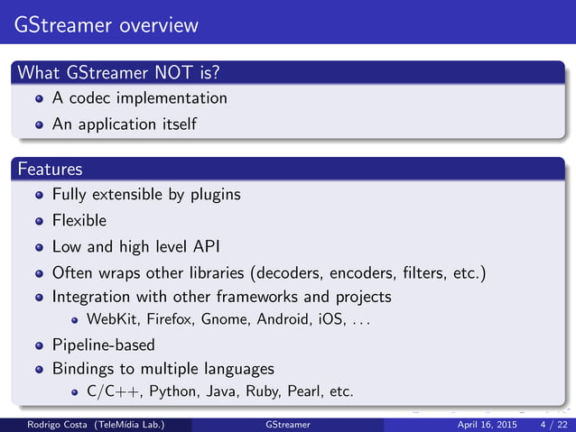 Gstreamer: an Overview | PDF