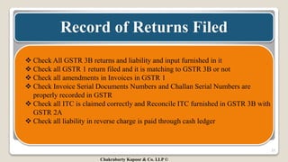 Gst records to be Maintained and Audited - GST Check List | PPTX