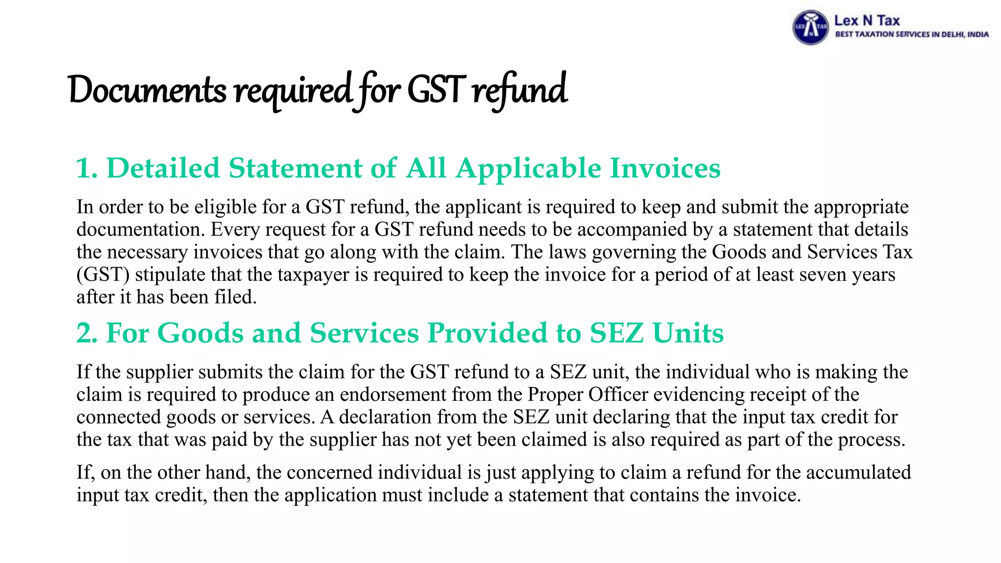 GST Refund | PPTX