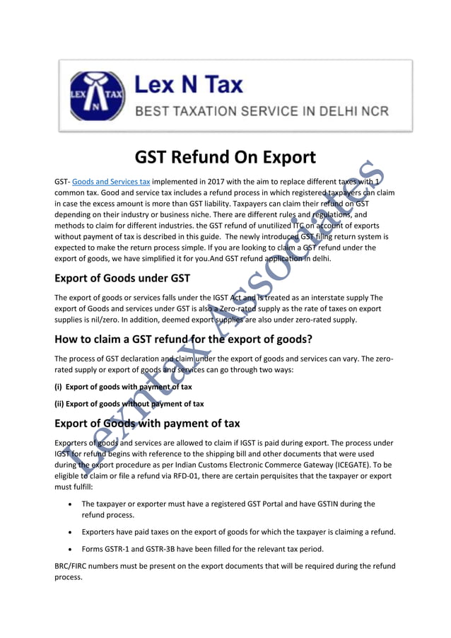 GST Refund On Export | DOCX
