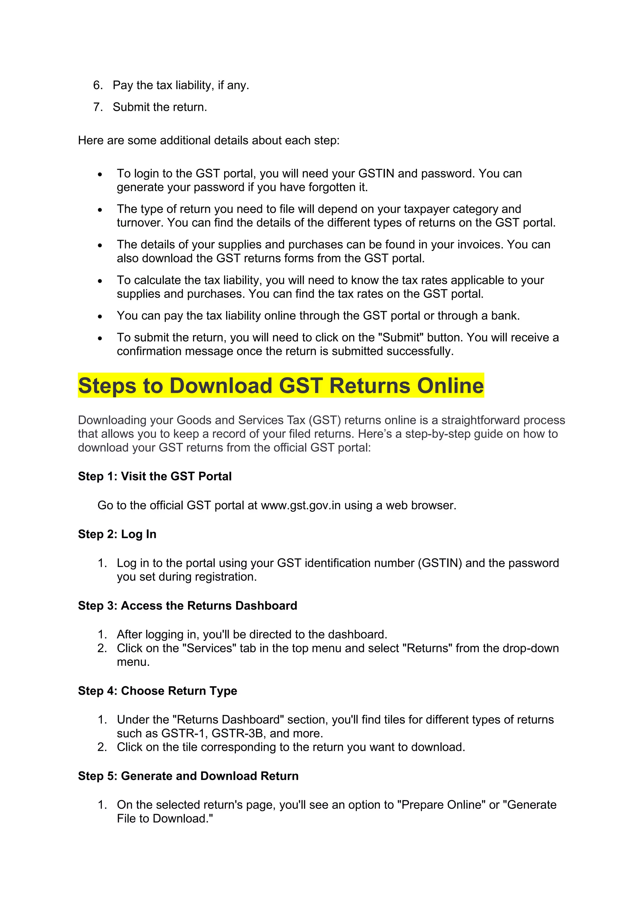 Gst Return Filing Pdf