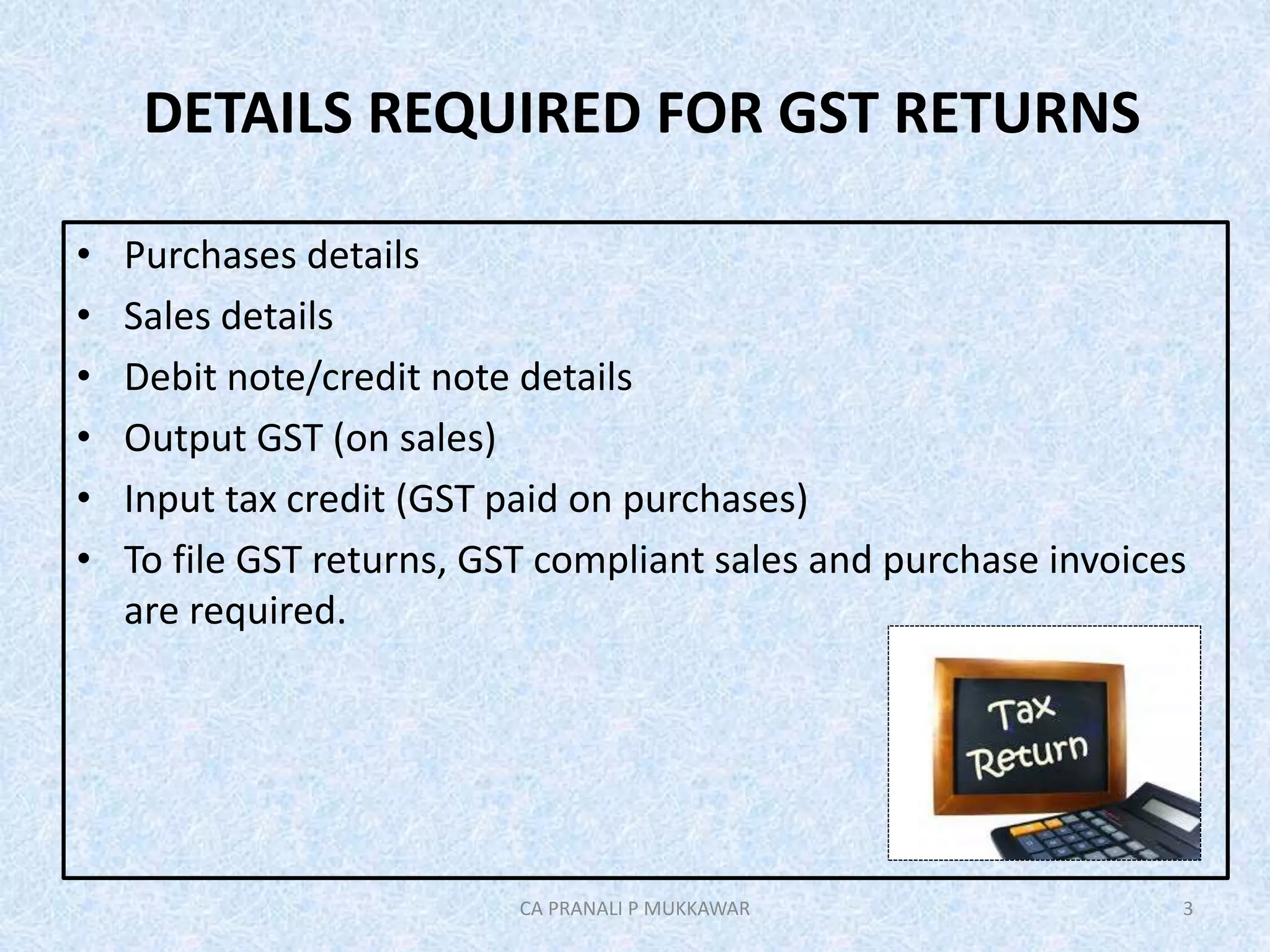 Gst returns | PPTX