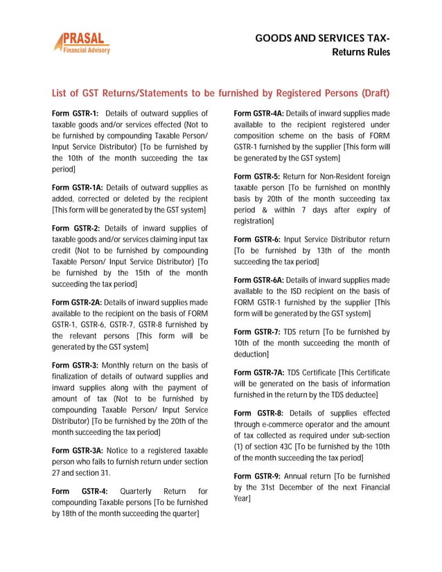 GST returns | PDF | Personal Taxes | Personal Finance