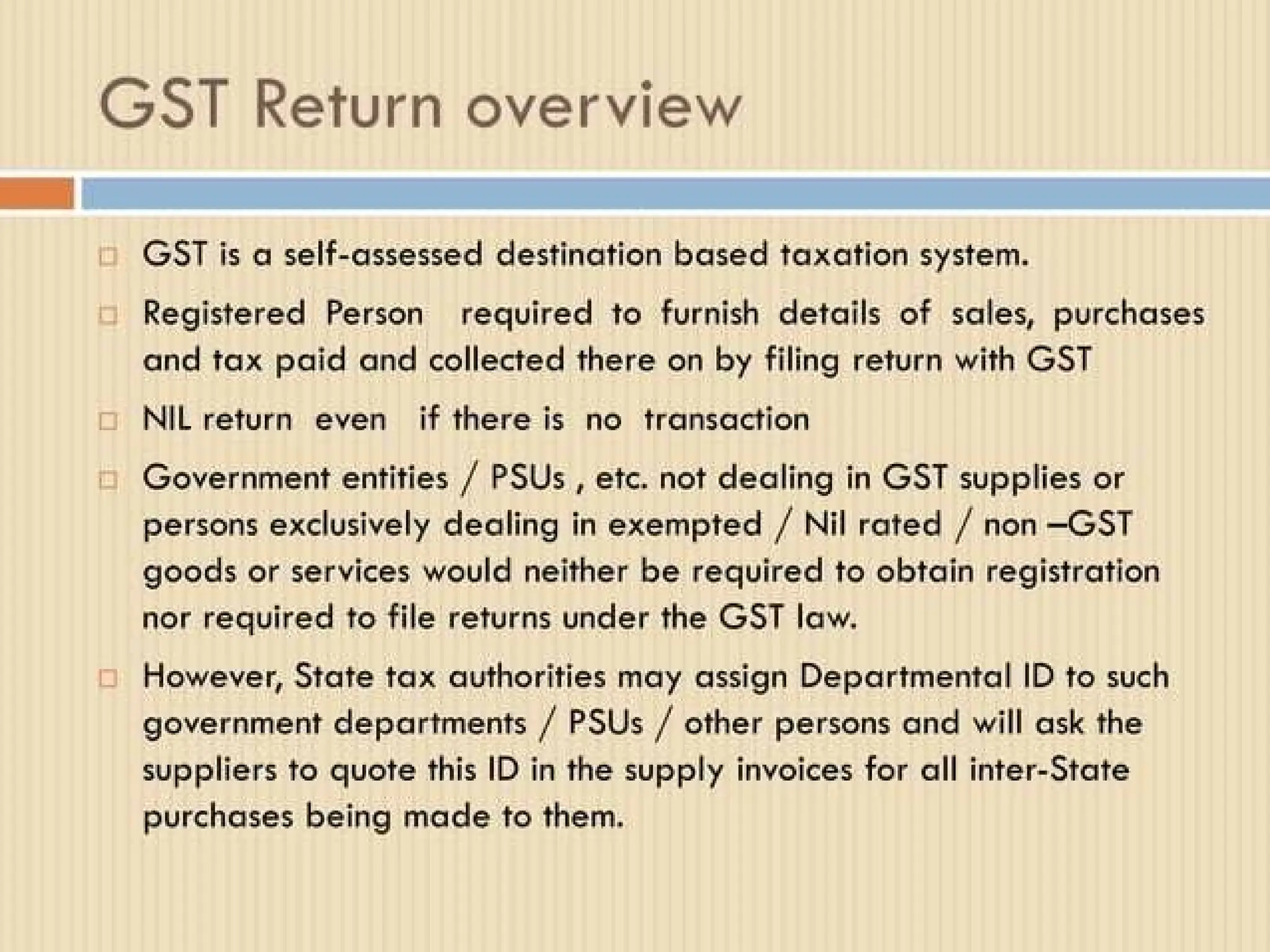 GST returns overview.................... | PPT
