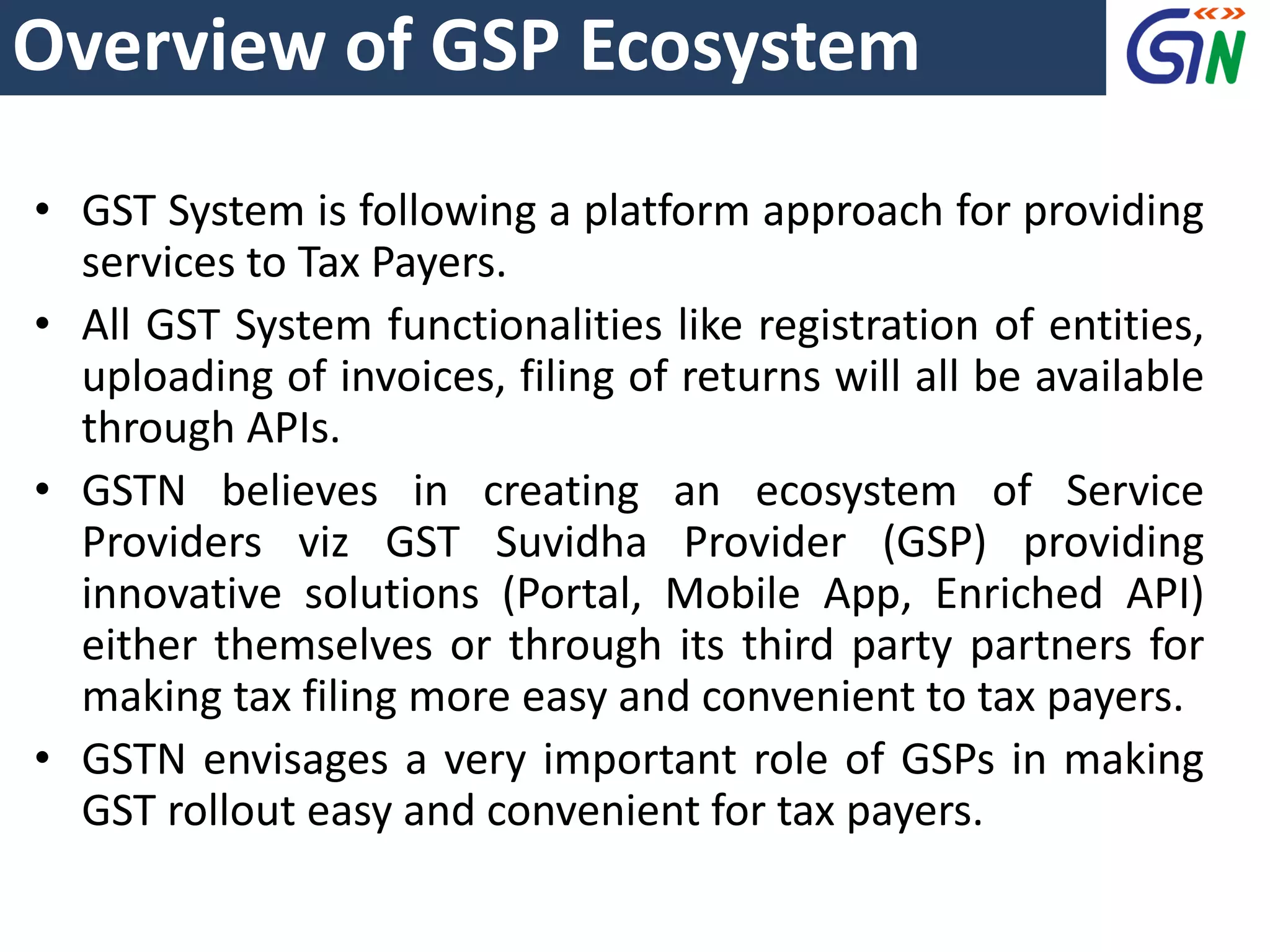 GST Suvidha Provider (GSP) Model | PDF