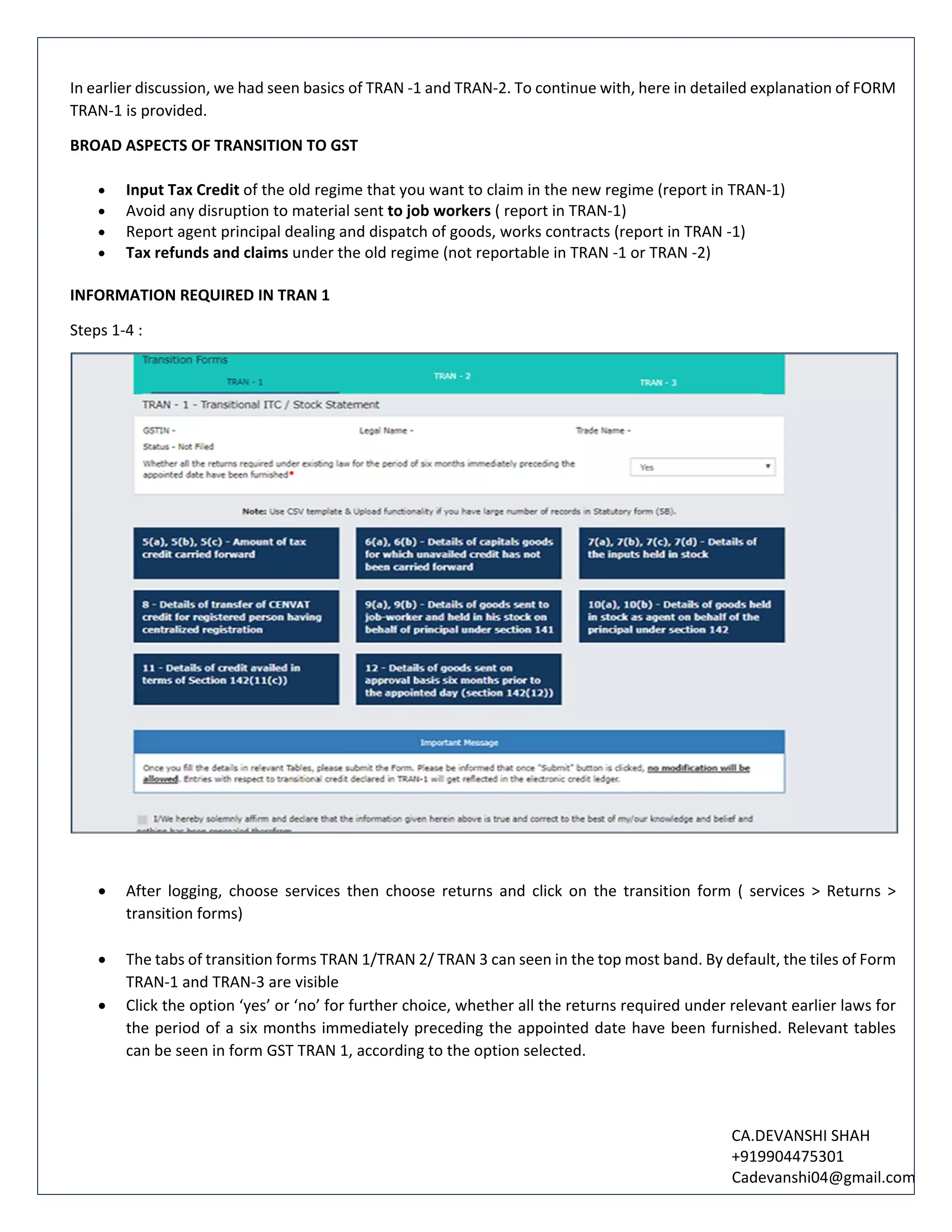 GST TRAN 1 FORM | PDF | Business Accounting & Finance | Business