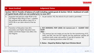 Presentation on GST Transitional Credits - Disputes & Way Forward | PPT