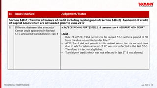 Presentation on GST Transitional Credits - Disputes & Way Forward | PPT