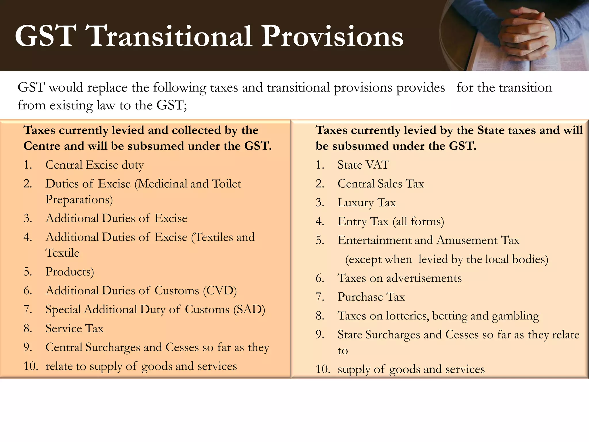 GST Transtional Provisions | PPT