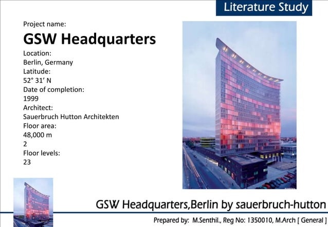 GSW Head quarters, berlin case study | PPTX | Home & Garden