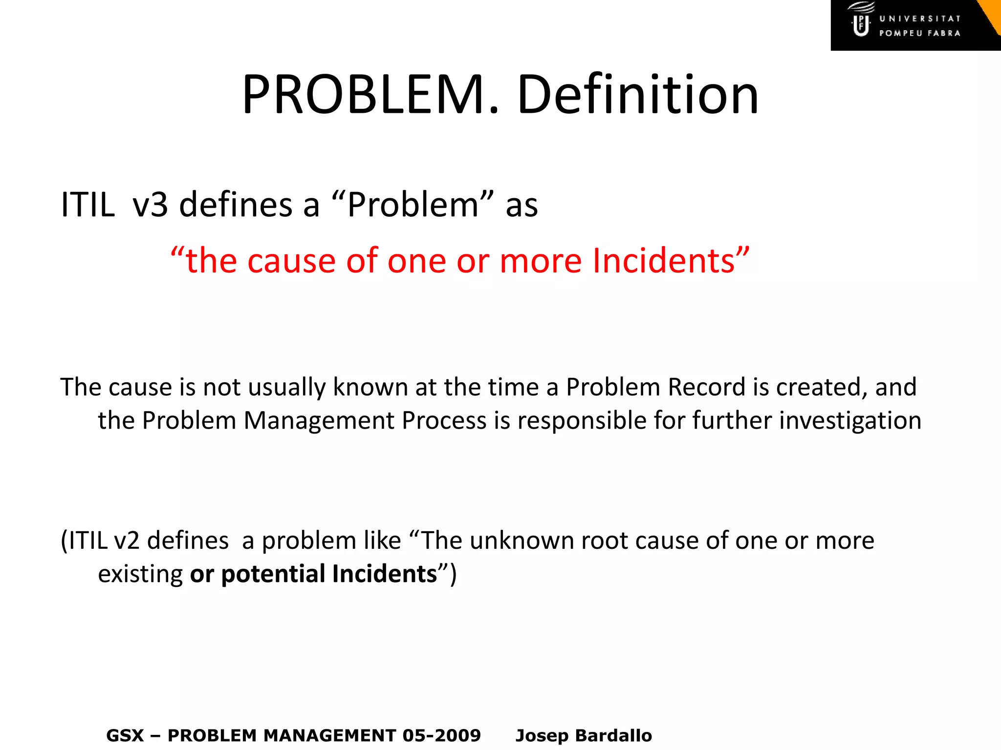 ITIL v3 Problem Management | PPTX