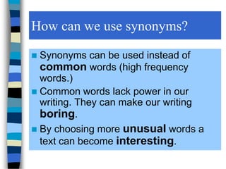 gsynonyms.ppt word vocabualry similar meaning word | PPT