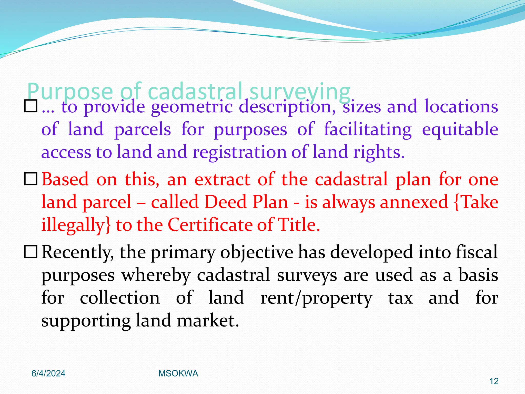 GT234 CADASTRAL SURVEYING gggggggggg.ppt