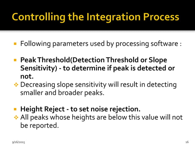 Integration of chromatographic peaks | PPTX